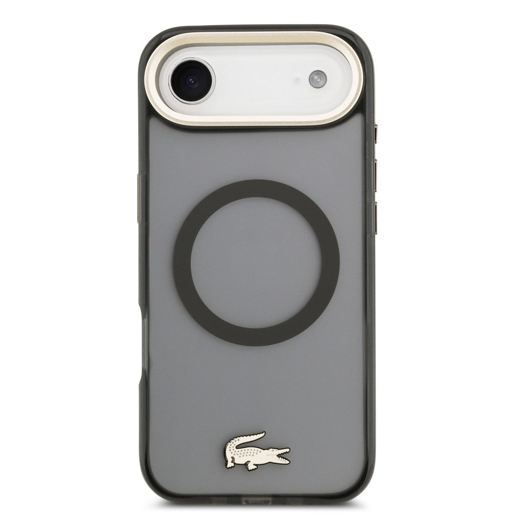 Lacoste Frosted Finish Transparent Black with Gold Edge Case for iPhon
