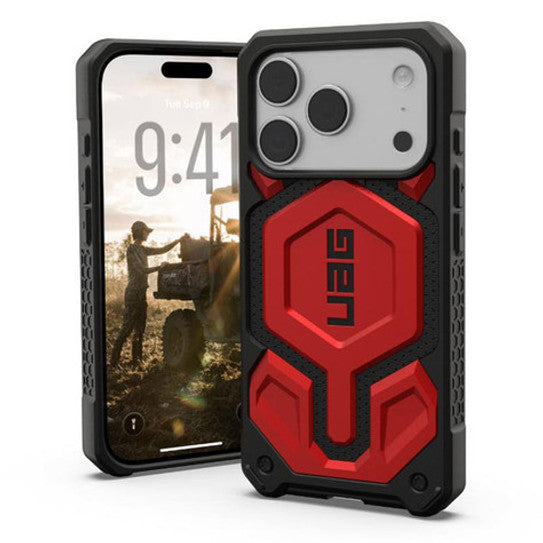 UAG Monarch Pro Crimson Red Vegan Faux Leather Case iPhone 17 Pro Max